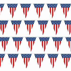 USA Flag Pennant Banner | 100’ FT. Long American String Flags | 18” Inch Tall Triangle Flag Decorations USA Party | Stars and Stripes Bunting Garland | 4th of July Patriotic Decoration | BASHOUT