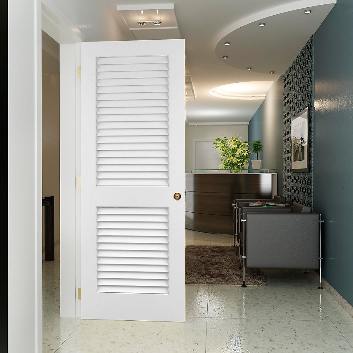 Louver-Louver Plantation Interior Door Slab Kimberly Bay® White (80x30)