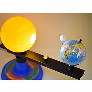 Illuminated Sun, Earth & Moon Orbital Model, 12.25" H x 16.25" W - 12V Light Bulb Demonstrates Sunlight on Earth & Moon - Solar Eclipse Demonstration - Includes Experiment Guide - Eisco Labs