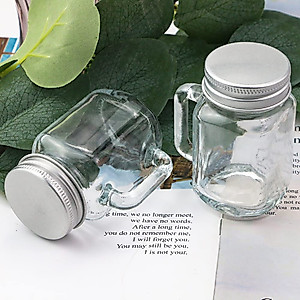 FIREBOOMOON 12 Pack Mini Mason Jar with Handles,1.7oz/50ml,Premium Shot Glasses with Leakproof Lids for Drink,Dessert,Condiments,Jams,Candle,Craft