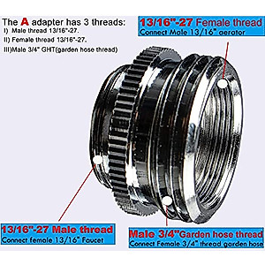 WHK Faucet to Hose Adapter,Multi-Thread Garden Hose Adapter,Kitchen Sink Faucet Adpater to Garden Hose,Brass Bathroom Aerator Adapter for Male to Male and Female to Male,Chrome,2-Pack (AxB)