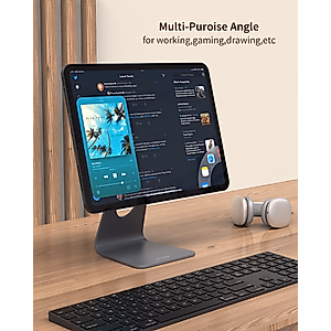 LULULOOK Compatible with Magnatic iPad Stand, Aluminum Tablet Holder Adjustable Desktop Stand Holder