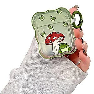 LALAPOPO Compatible with Airpods Case Frog, Cute Case with Keychain for Women Girls Clear Thin Soft Silicone Kawaii Cartoon Protective Cover for AirPods 2&1 Charging Case