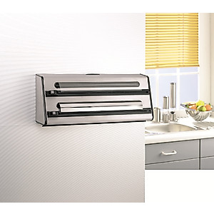 Emsa Triple Roll Dispenser Contura of Stainless Steel, Silver/Black