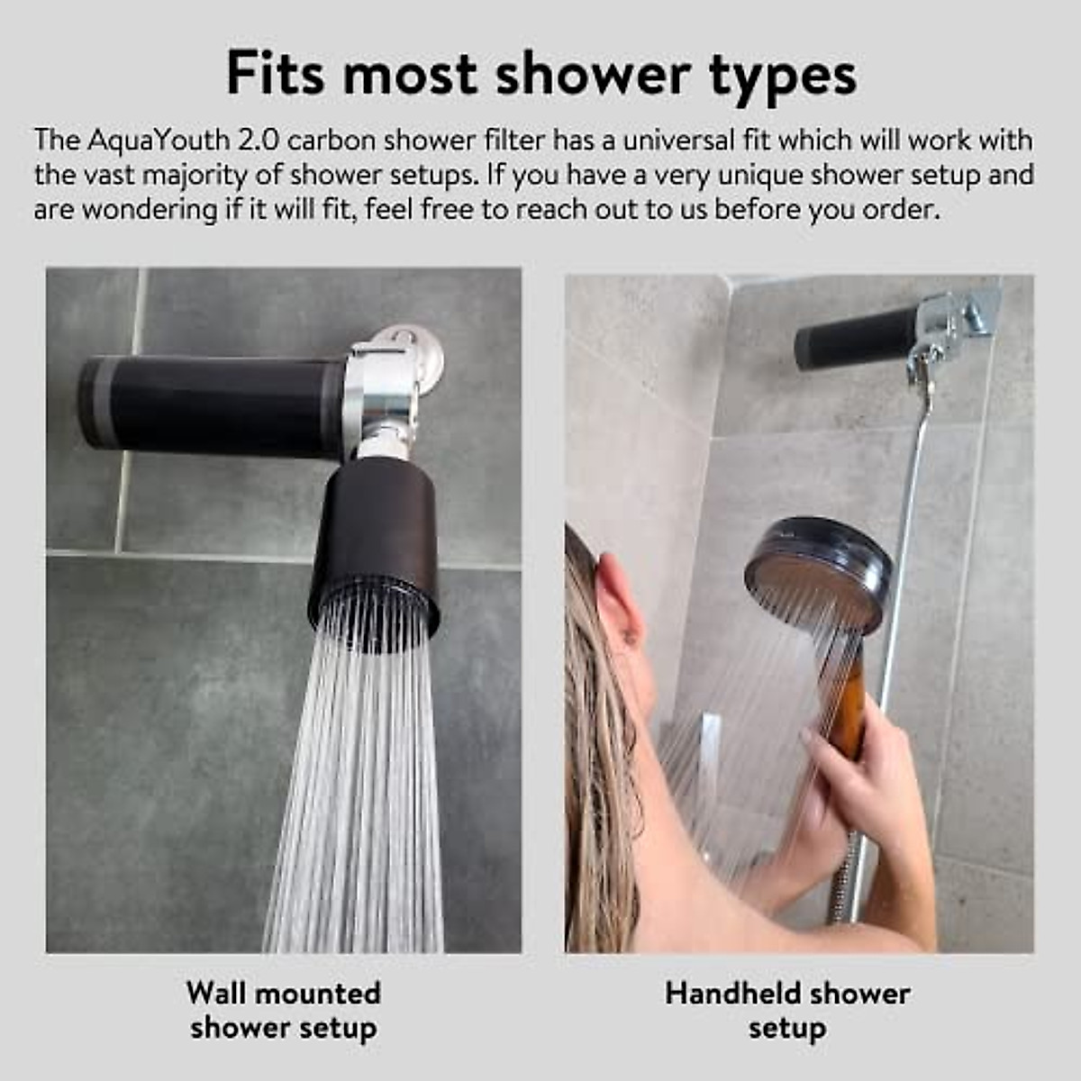 AQUAYOUTH 2.0 Carbon Shower Head Filter System | Removes Chlorine, Heavy Metals, And More | Great For Dry Skin/ Hair, And More | NSF Certified