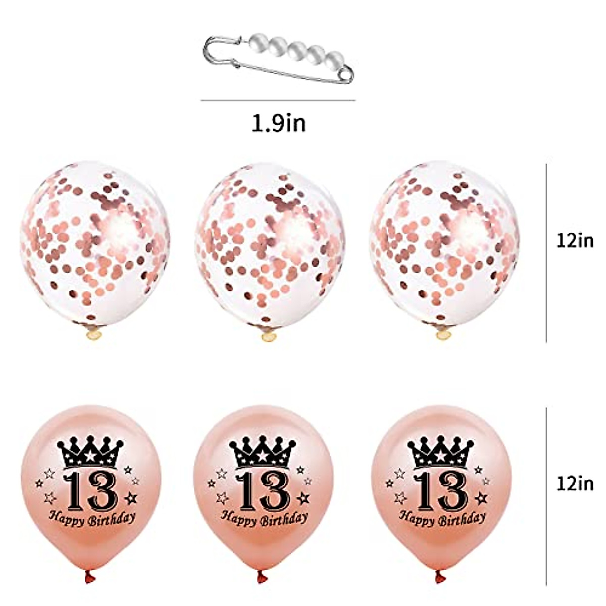 13th Birthday Decorations for Girls,13th Birthday Sash,Crown,Balloons,Candles,Cake Toppers.13th Birthday Crown Set for Girls