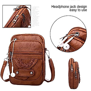 RONGTENG Small Crossbody Bags Retro Lightweight Cell Phone Purse Multi-Function Shoulder Bag for Women (Brown)