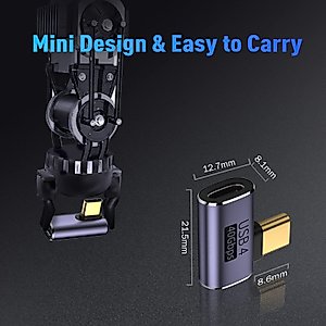 V VCOM USB C 90 Degree Adapter (2 Pack), 40Gbps Data Transfer USB Type C Male to Female Right Angle Extender for Steam Deck,Switch,Thunderbolt4, Laptop, Mobile Phone, Tablet