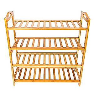 Vasitelan 4-Tier Bamboo Shoe Rack for Entryway, Shoe Organizer for Hallway Closet, Free Standing Shoe Racks for Indoor Outdoor