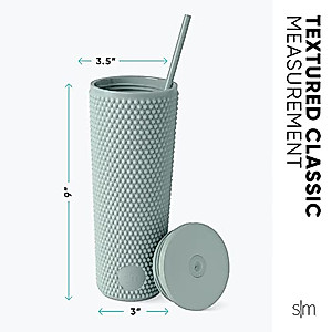 Simple Modern Plastic Matte Studded Tumbler with Lid and Straw | Reusable BPA Free Iced Coffee Cups Double Wall Smoothie Cup | Gifts for Women Men Him Her | Classic Collection | 24oz | Winter White