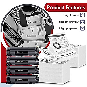 137 Toner Cartridge 4-Pack Compatible Replacement for Canon 137 Black Toner Cartridge CRG137 for ImageCLASS D570 MF232w MF242dw MF236n MF249dw MF244dw MF247dw MF227dw MF229dw Printer Toner