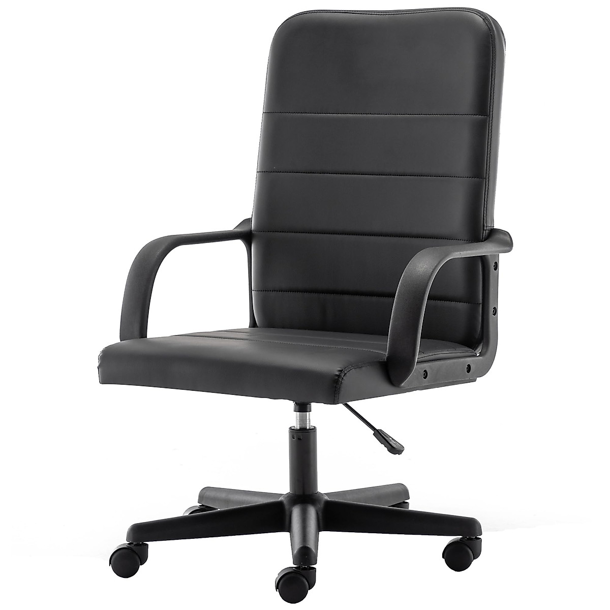 Black Office Desk Chair Set of 2 Leather Home Office Chair Ergonomics Computer Desk Chairs Comfortable Office Chair with Wheels Arm for Executive Task Work and Student