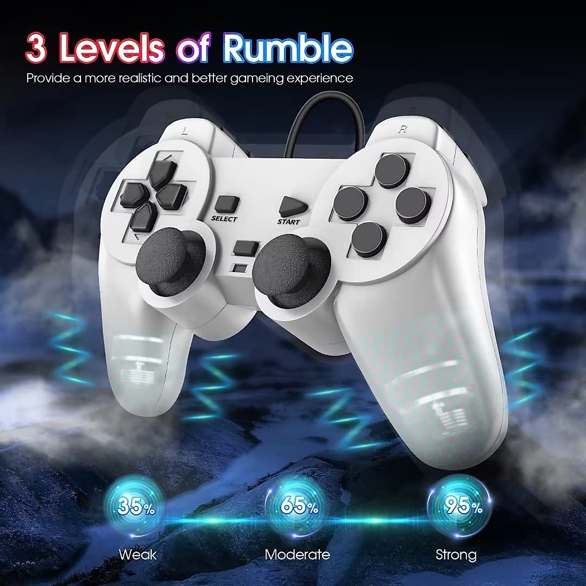 FIOTOK Wired Controller Compatible with PS2 Console with Upgraded Joystick/Double Shock/with 2.2M Cable PS2 Remote Gamepad | Enhanced (Grey)