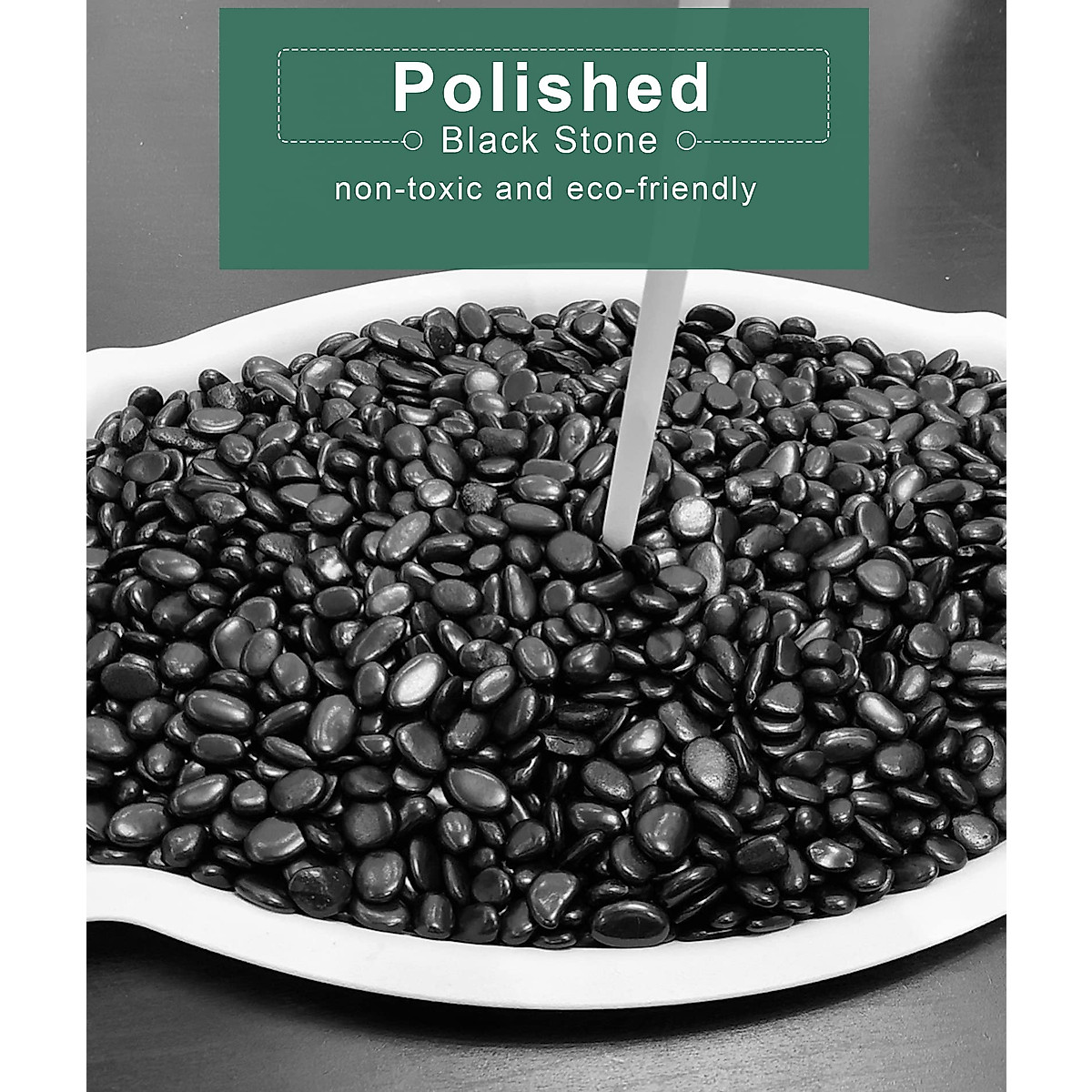 Black River Rocks, 2lb 6-9mm Natural Polished Pebbles, Small Decorative Indoor Plant terrarium Gravel, Succulents Cactus Bonsai Landscape Stone for Fish Tank, Vase Fillers, Home Decor and Fairy Garden