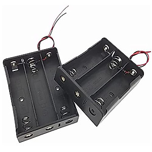 AIMPGSTL 18650 Battery Holder Bundle with Wire,4PCS 18650 Battery Holder Case 3.7V, 4 x 3.7V Series DIY Battery Storage Boxes, 4 Slots Black Plastic Batteries Case for 18650 Battery
