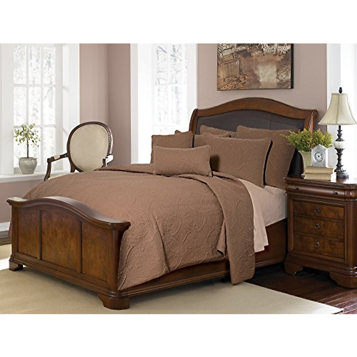 Donna Sharp Throw Pillow - Ana Mocha Contemporary Decorative Throw Pillow with Textured Pattern - Square