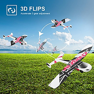 4DRC RC Plane, 2.4Ghz Remote Control Airplane,Flying with 2 Batteries & Propeller 6-axis Gyro Stabilizer,Blue&Green Light,Easy to Fly for Beginners Adults Kids Boys