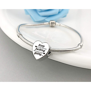 Heart Charm Fit for Pandora Charms Bracelet Inspirational Engraving Jewelry Personality Encouragement Gifts for Women