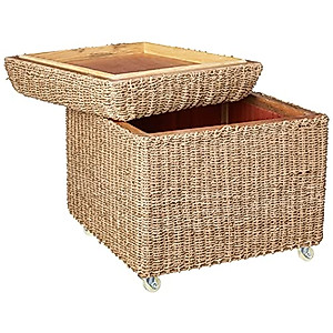Household Essentials Rolling Seagrass Wicker Storage Seat