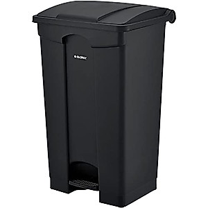 Global Industrial Plastic Rectangular Step On Trash Can, 23 Gallon, Black