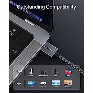 4K HDMI Cable 10 ft, iVANKY 18Gbps High Speed HDMI Cables, 4K@60Hz HDR HDMI 2.0 Aluminum Shell&Braided HDMI Cord, 4K 2K 1080P 3D 32AWG ARC for MacBook Pro 2021,UHD TV,Laptop,Monitor,PS4,Xbox One,&More