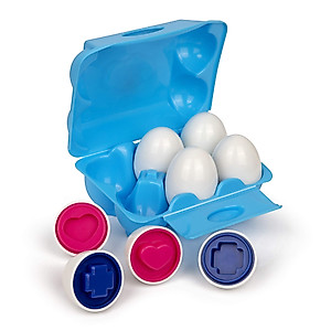 Playkidz Shape Sorting Eggs - Developmental and Educational Toy - Half A Dozen (6) Pieces for Mixing and Matching Color or Shape - Recommended for Ages 18m+