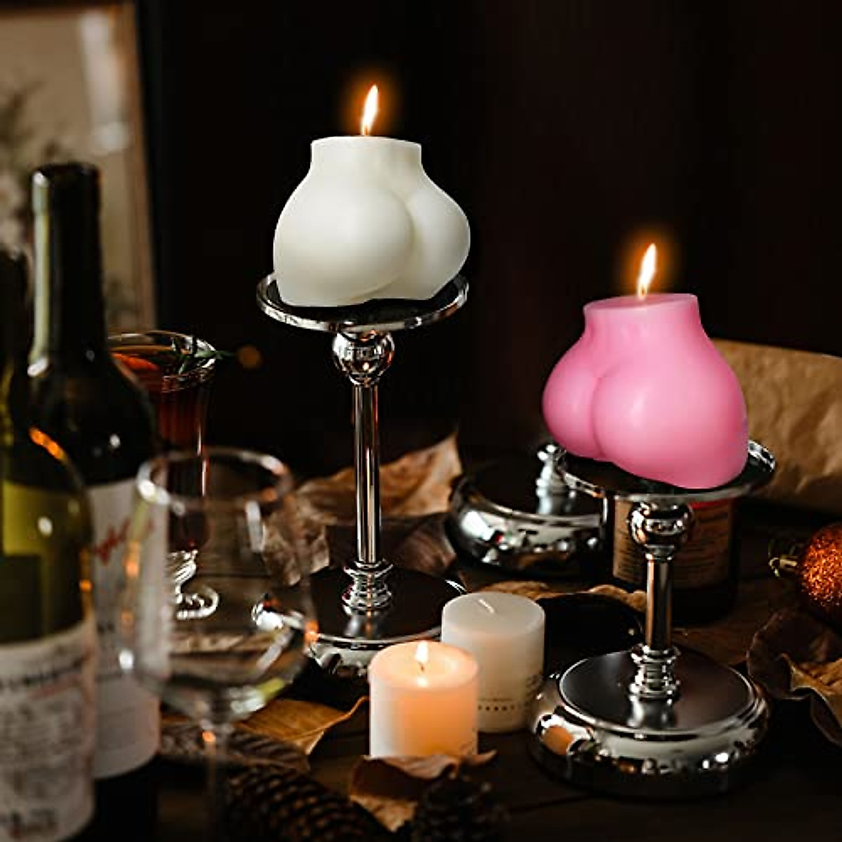 2PCS Soy Wax Cute Body Candle Decorative Cool Shaped Candles White Pink Butt Candle for Home Scented Trendy Room Desk Wall Floating Shelf Aesthetic Decor Candle Modern Candle