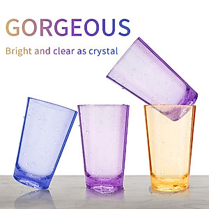 EgieMr Unbreakable Drinking Glasses, 5 Oz Plastic Tumblers Cups Set of 6 in 3 Assorted Colors