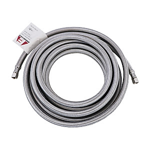 KITCHEN BASICS 101 WR30X10093 Ice Maker Kit Replacement for GE Refrigerator & 15 ft Universal Ice Maker Flexible Braided Stainless Steel Water Supply Hose Connector, 1/4 x 1/4 Compression Fittings