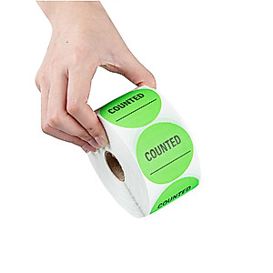 Restaurantware Label Tek 2 x 2 Inch Packaging Stickers 1000 Premium Shipping Labels - Counted Sustainable Green Paper Inventory Stickers High-Visibility with Strong Adhesives