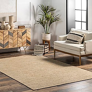 nuLOOM Alessi Solid Farmhouse Cotton Area Rug, 5' x 8', Beige