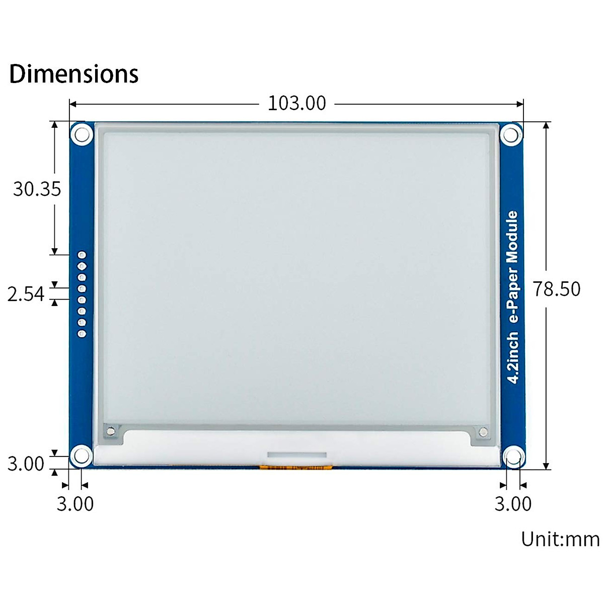 4.2inch E-Ink Display Module 400x300 Pixel Black,White Two-Color 3.3V-5V E-Paper Screen LCD Support Full Refresh SPI Interface for Raspberry/Jetson Nano/Ard/Nucleo