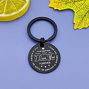 Brother Gifts from Sister Brother Keychain Inspirational Gifts for Brother Keyring Christmas Birthday Thanksgiving Gifts for Brother Encouragement Gifts for Brother Graduation Gifts