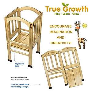 True Growth - True Tot Tower - Kids or Toddler Step Stool - Wood Construction – Varnished