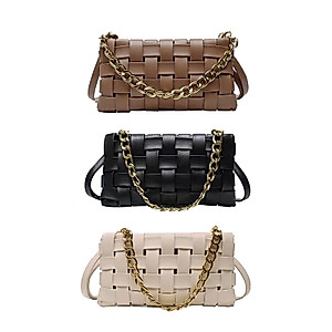 COFIHOME Women’s Braided Shoulder Bag Purses and Handbags Crossbody Flapper Braided Satchel Clutch Evening Bag