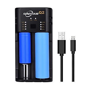 SUNLYTOUR 22650 20700 18650 Battery Charger,Dual USB Battery Charger for 26700 26650 26500 25500 22700 22500 18700 18500 18490 18350 17650 16650 16340(RCR123) 14650 14500 NiMH Ni-Cd Battery