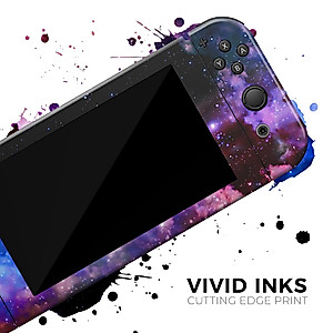 Design Skinz - Compatible with Nintendo Switch OLED Console Bundle - Skin Decal Protective Scratch-Resistant Removable Vinyl Wrap Cover - Purple Blue and Pink Cloud Galaxy