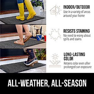 Gorilla Grip 100% Waterproof All-Season WeatherMax Doormat, 23x35, Durable Natural Rubber, Stain and Fade Resistant, Low Profile, Indoor Outdoor Doormats, Easy Clean Patio Entrance Mat, Steel Chevron