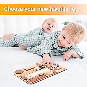 EvoKids Wooden Sorting Stacking Toy Busy Board for Toddlers 3 – Zipper, Buckle in Handmade Activity Board – Plane Car Travel Sensory Montessori Developmental Educational Toys for Boy Girl