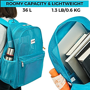 SHYLERO Mesh Backpack XXL (36L) - Lightweight Heavy-Duty Clear Backpack Made of Reinforced 3D Mesh - H19.6 xW15 xD7