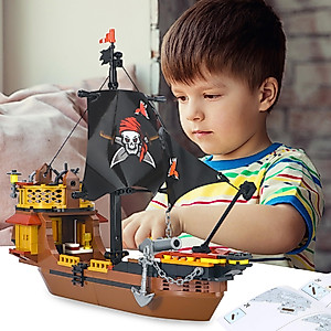 BRICK STORY Pirate Ship Building Sets Boat and Ship Model Pirate Toys Building Blocks Pirate Ship Toys for Boys and Girls Pirate Adventure Playset Gift for Kids Age 6-14 Years, 308 PCS