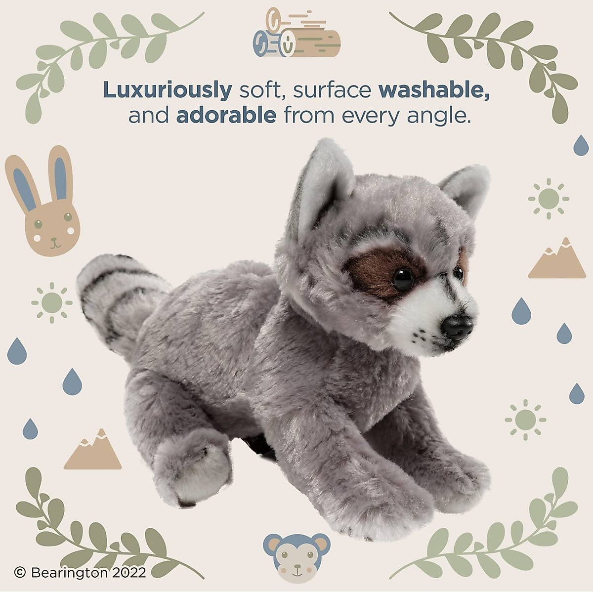 Bearington Lil' Rocko Small Plush Stuffed Animal Raccoon, 7 inches