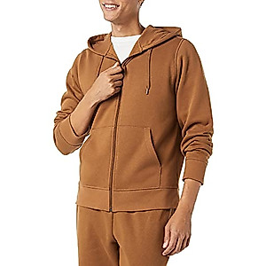 Amazon Essentials Men's Full-Zip Hooded Fleece Sweatshirt (Available in Big & Tall), Toffee Brown, Large