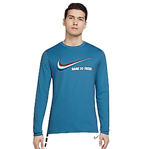 Nike Mens Game So Fresh Long Sleeve Basketball T-Shirt Large Blue