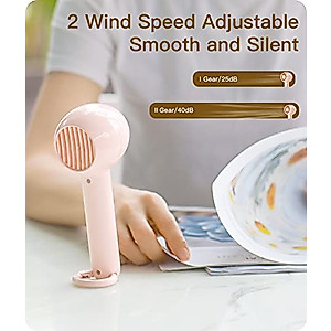 Cousper Handheld Portable Mini Fan with USB Rechargeable, 2 Speed Adjustable Strong Wind Cooling Fan, Lightweight and Powerful Makeup Personal Pocket Fan for Travel Office Home Indoor Outdoor Pink
