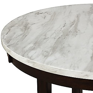 New Classic FURNITURE Celeste Faux Marble Round Counter Table, 42-Inch, Espresso
