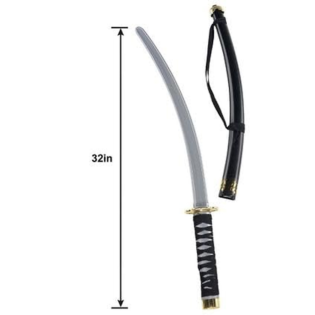 Plastic Ninja Sword 29" (Pack of 1) - Sleek Silver & Black Plastic - Realistic Design for Costume & Play for Kids & Adults