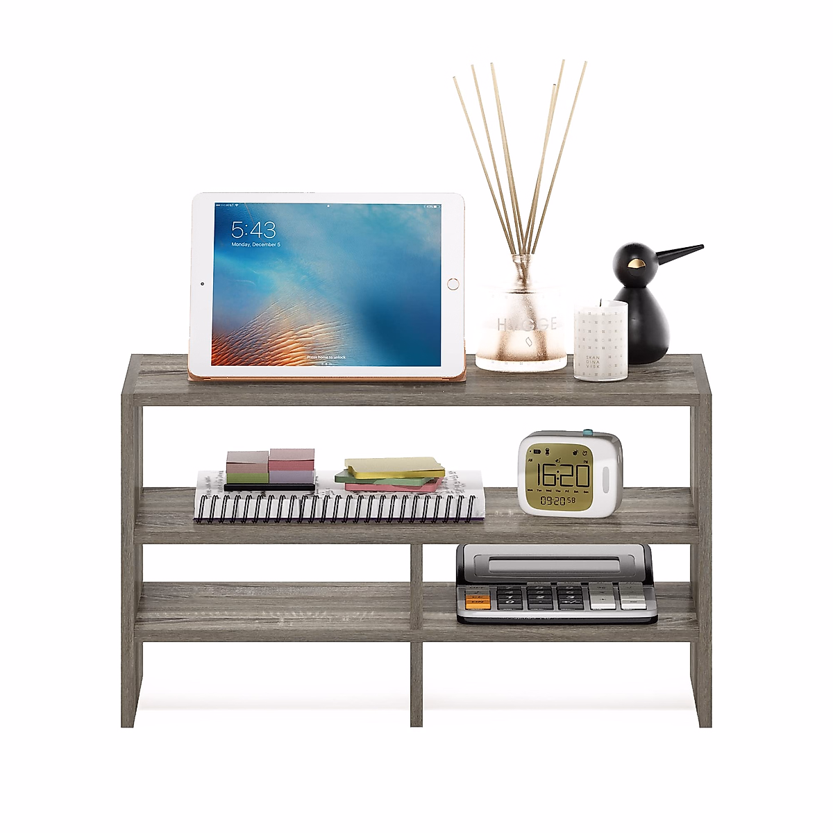 Furinno Hermite Desk Top Organizing Shelf Bookcase, French Oak