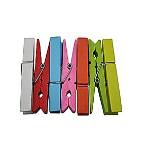 Jeffzhu Wood Craft Clothespins Pegs with Spring 2.9" Pack of 40 (Yellow)