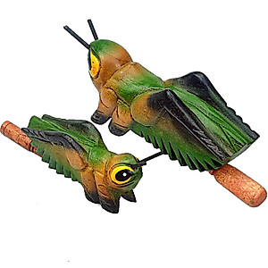 3 Pcs Handmade Wooden Percussion Instruments Animal Set, 3 Inch Wooden Frog, 4 Inch Wooden Cricket, and 2.3 Inch Wooden Owl, Artistic Craft and Unique Gift (Small)